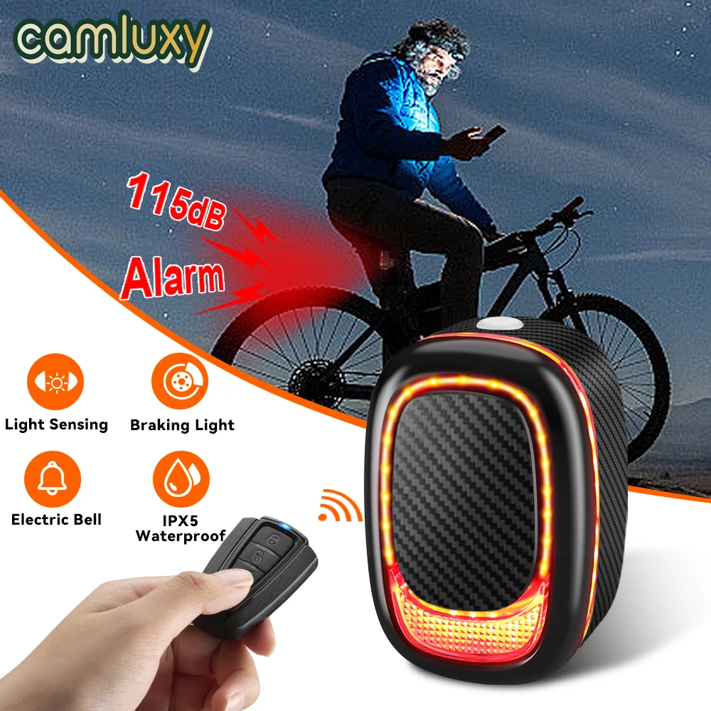 Camluxy-Anti-Theft-Bike-Alarm-Remote-Control-Bike-Taillight-Bicycle-Vibration-Alarm-115dB-Auto ...