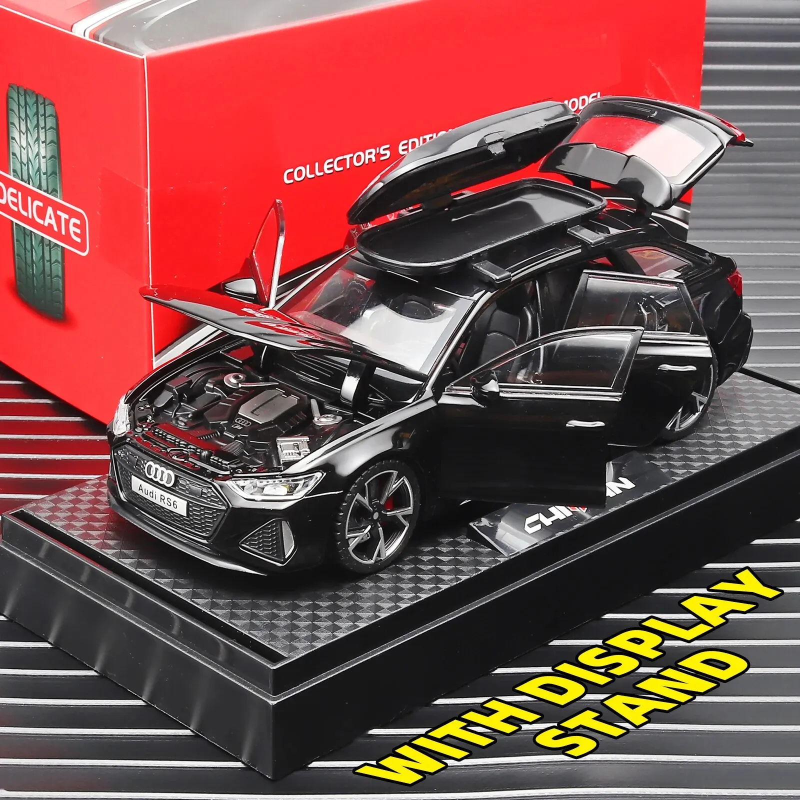 1-32-Audi-RS6-Model-Car-Black-Edition-Customized-for-Kids-Realistic ...