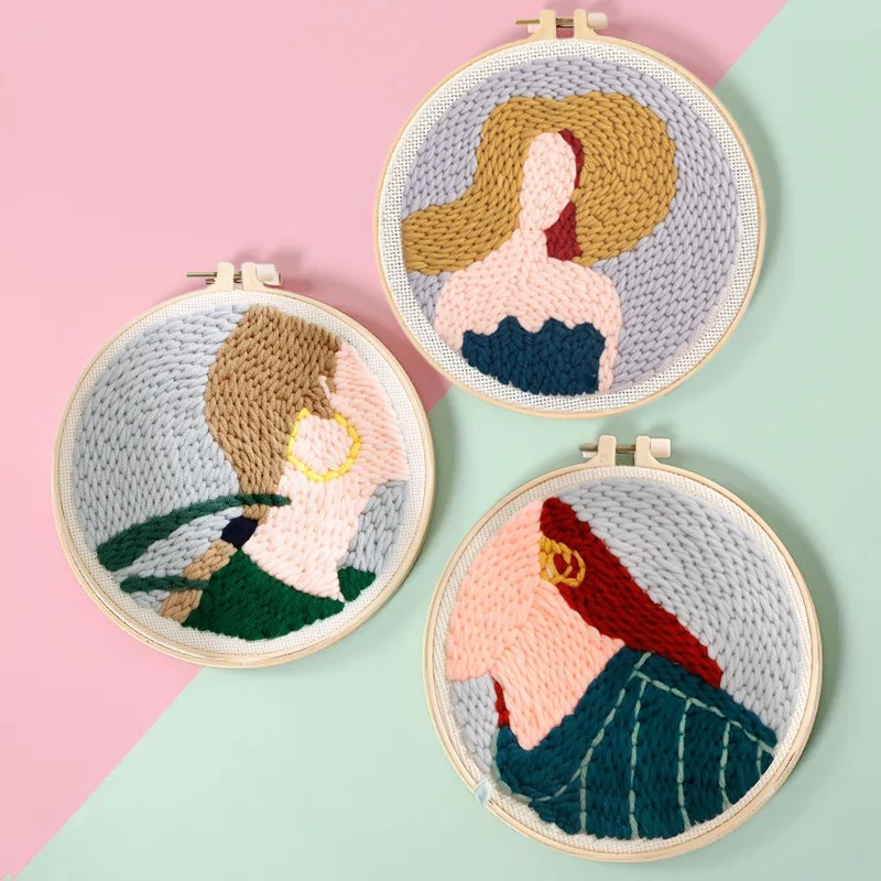 Punch-Needle-DIY-Needlework-Wool-Poke-Embroidery-Kit-with-Yarn-for ...