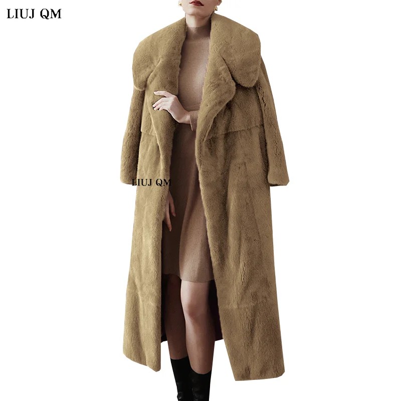 2023 Women Faux Fur Coat Winter Clothes Lapel X-Long Parka Female Warm Thick Loose Overcoat ...