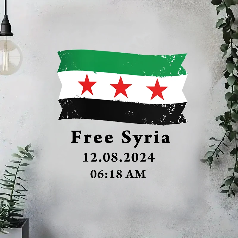 Syria Flag with Text Free Syria, 08/12/2024 Wall Decal Self-Adhesive ...