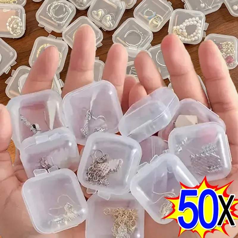 10-50pcs-Mini-Storage-Box-Transparent-Square-Plastic-Case-for-Earring ...