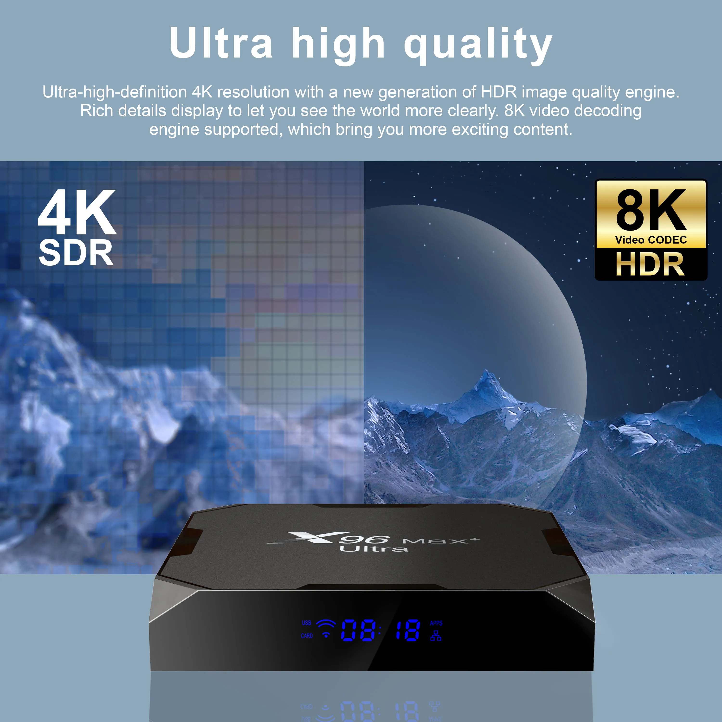 X96 Max Plus Ultra Smart TV Box,Android 11,Amlogic S905tage,4 Go,64 Go,AV1,8K,Wifi,BT4.1,X96Max ...