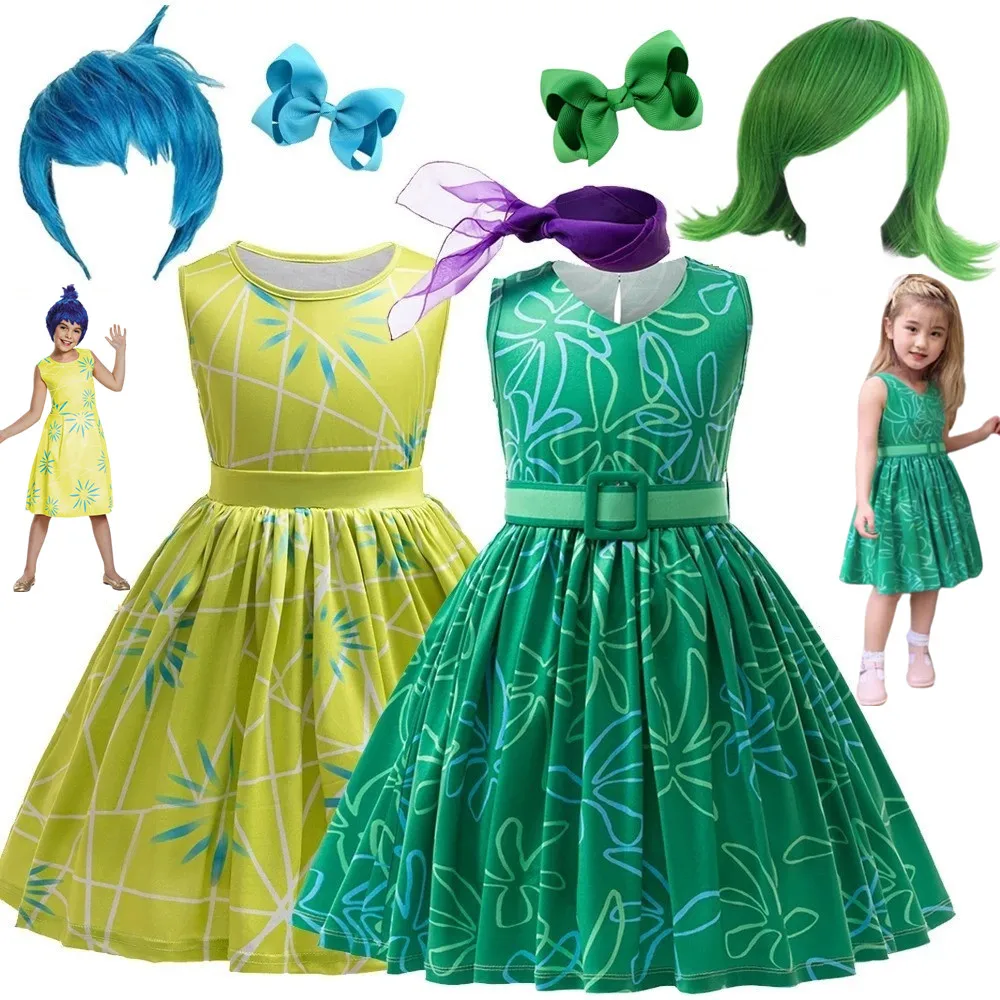 Movie Inside Out2 Disgust Cosplay Costume for Girls Cartoon Envy Joy ...