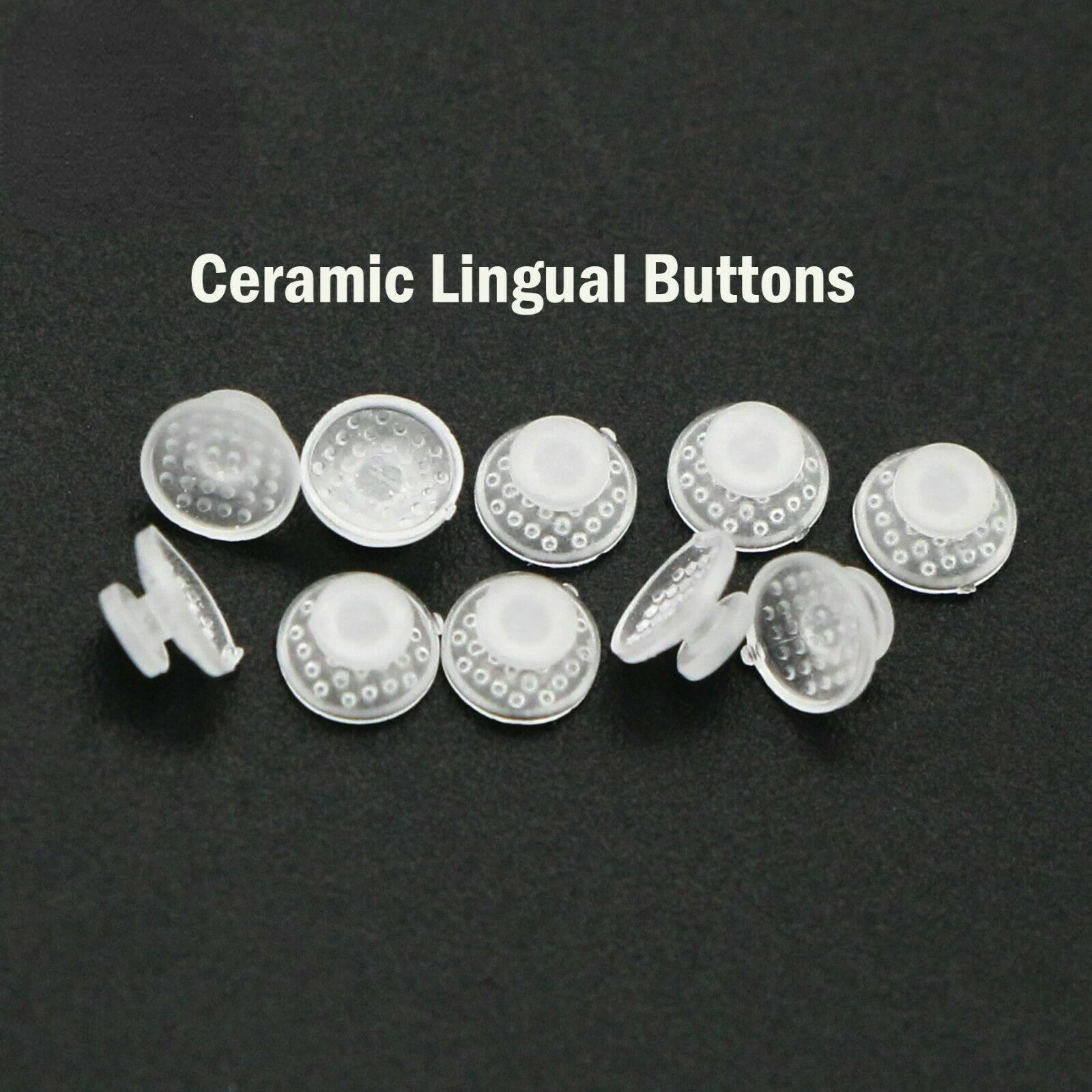 100pcs Dental Orthodontic Ceramic Clear Lingual Button Bondable Round ...
