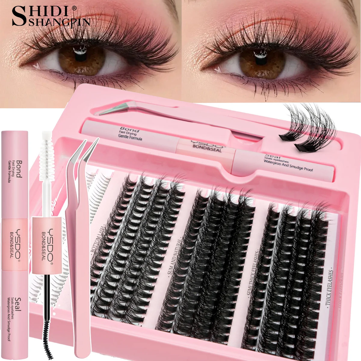 SHIDISHANPIN Cluster Eyelash Kit Individual Lashes Diy Lash Extension ...