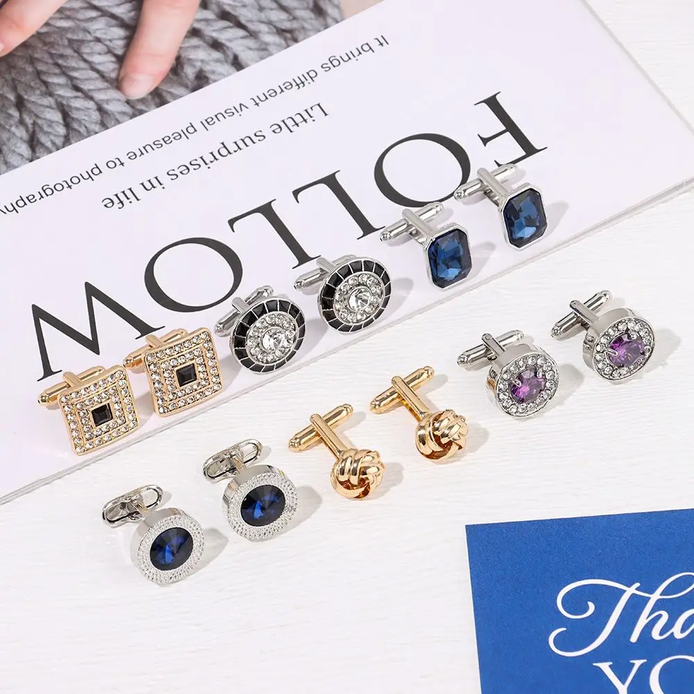1Pair-Luxury-Crystal-Cufflinks-For-Mens-Elegant-Knot-Shirt-Cuff-Links ...