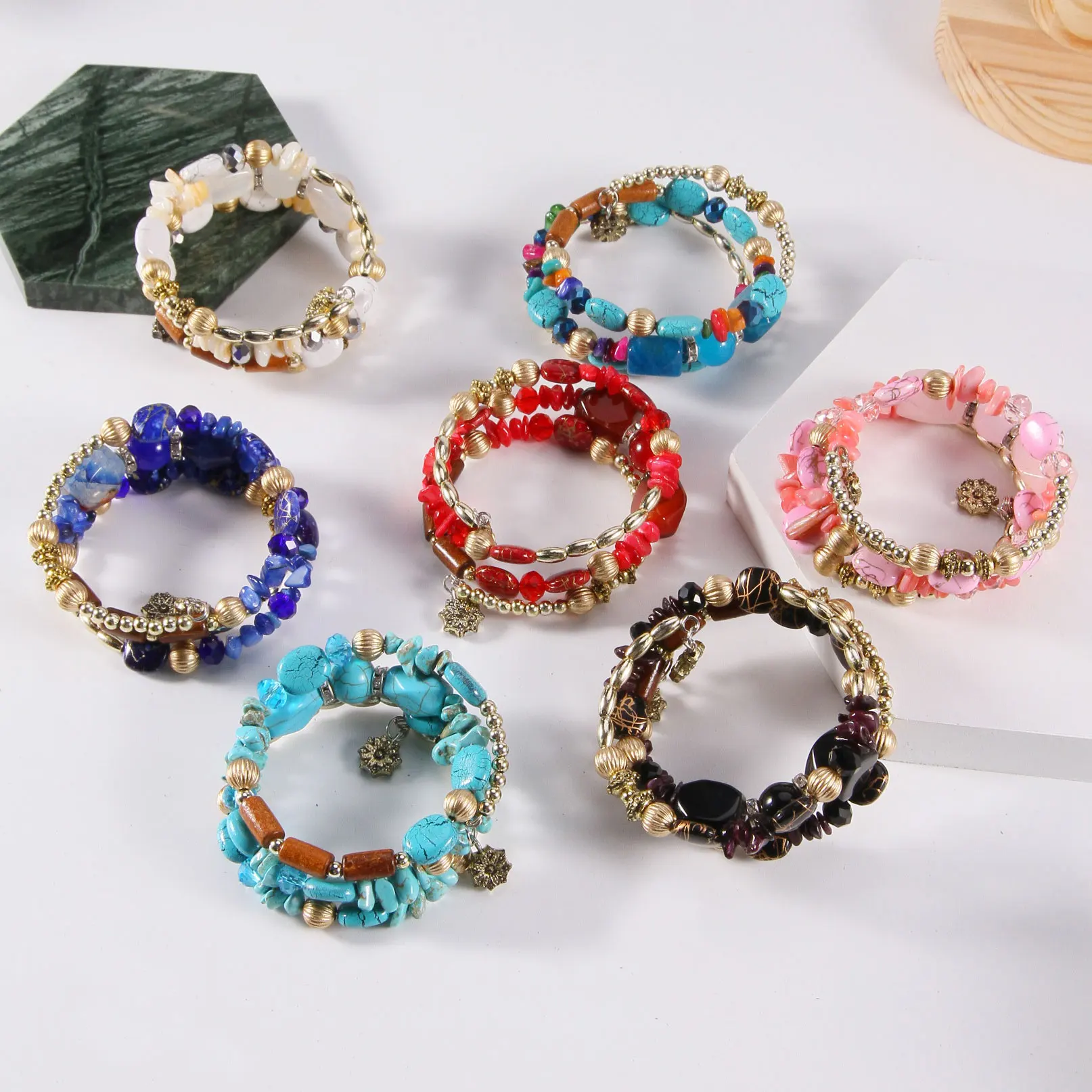 FTCY-Women-s-Multi-layered-Long-Bracelet-Boho-Natural-Crystal-Stone ...
