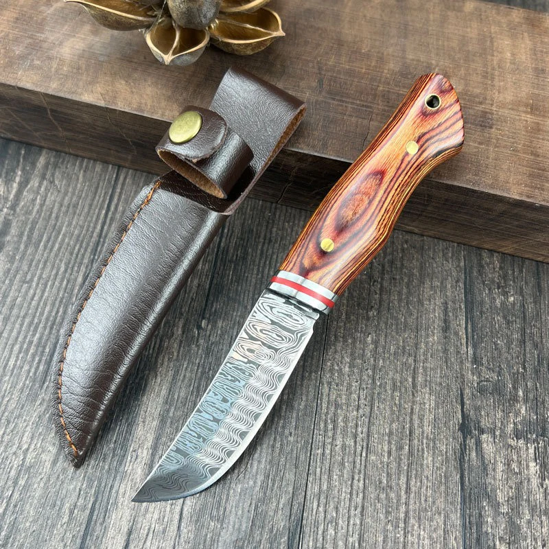 Colored-Wood-Handle-Laser-Damascus-Pattern-Knives-Fruit-Knife-For ...