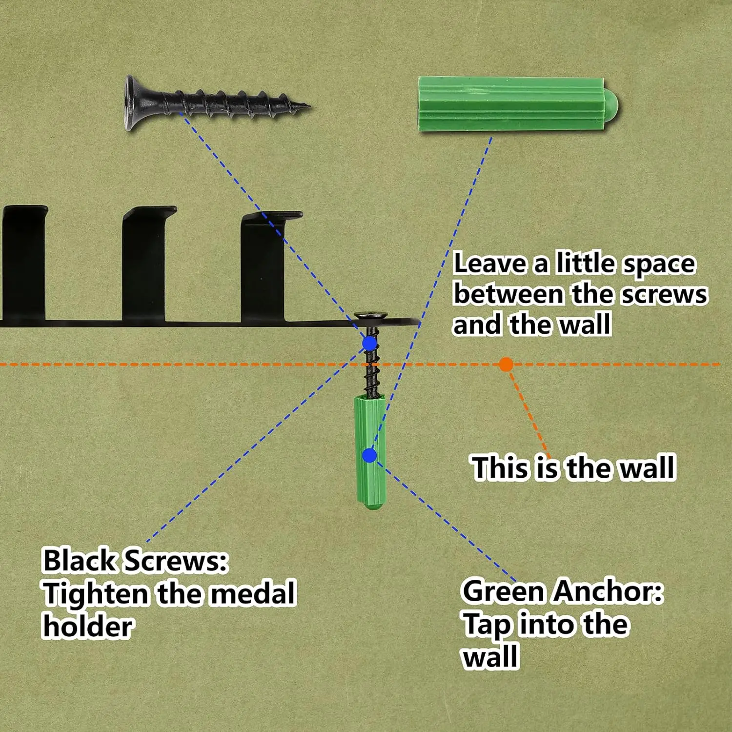 3 Row Medal Hanger CREATCABIN 3-Row Medal Display Holder - Wall Mount ...