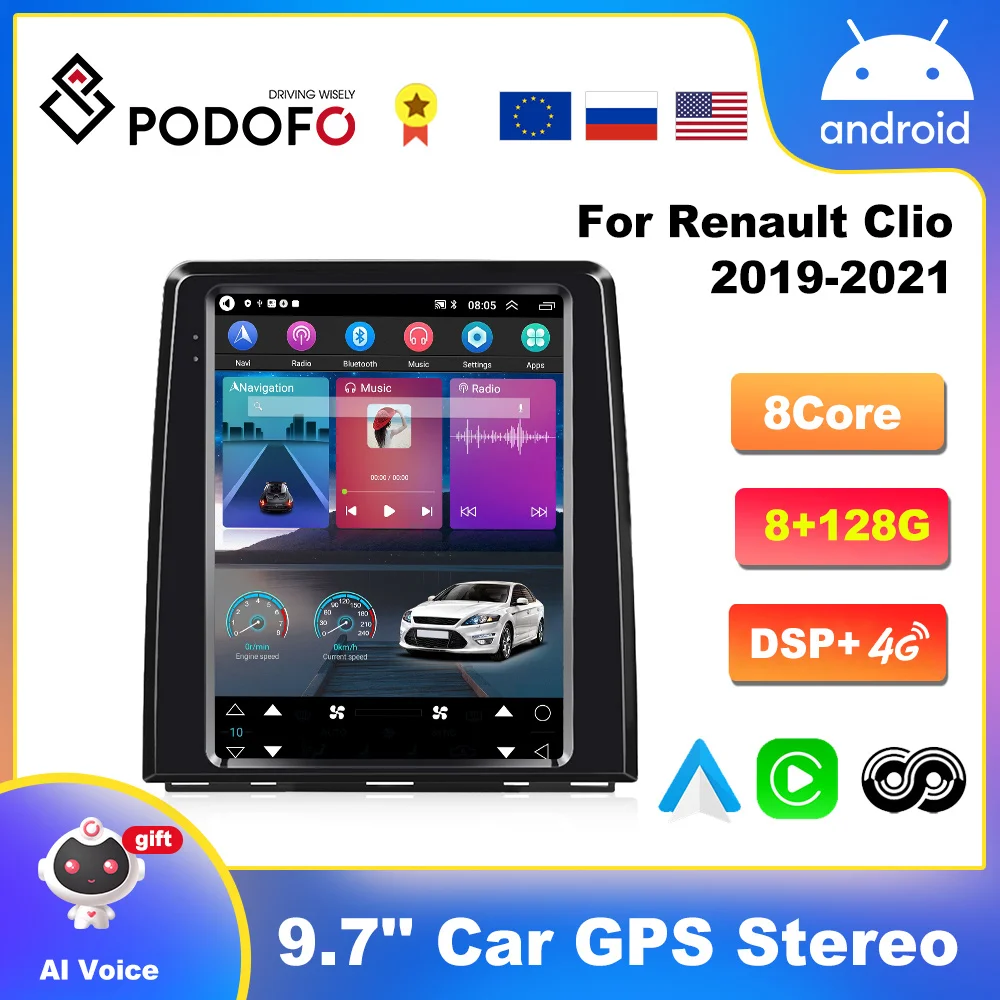 PodoNuremberg Autoradio Android 11 pour Renault Clio 2019 2021, Carplay ...