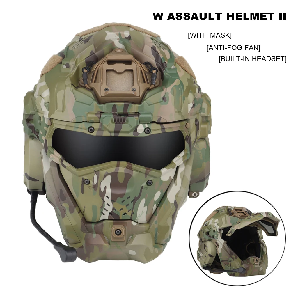 Tactical-Assault-Helmet-II-With-Mask-Built-in-Headset-Anti-Fog-Fan ...