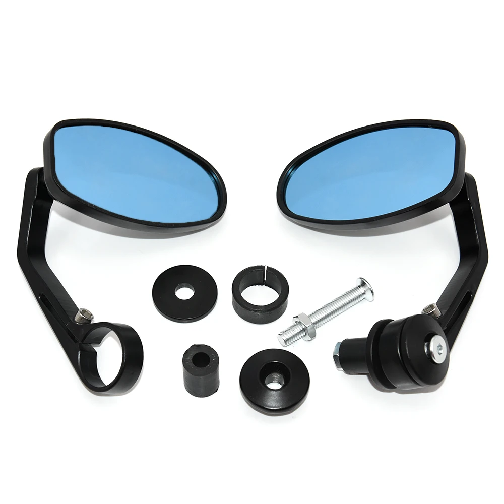 Universal-Black-7-8-Handlebar-End-Mirrors-Oval-Custom-Classic-Side ...