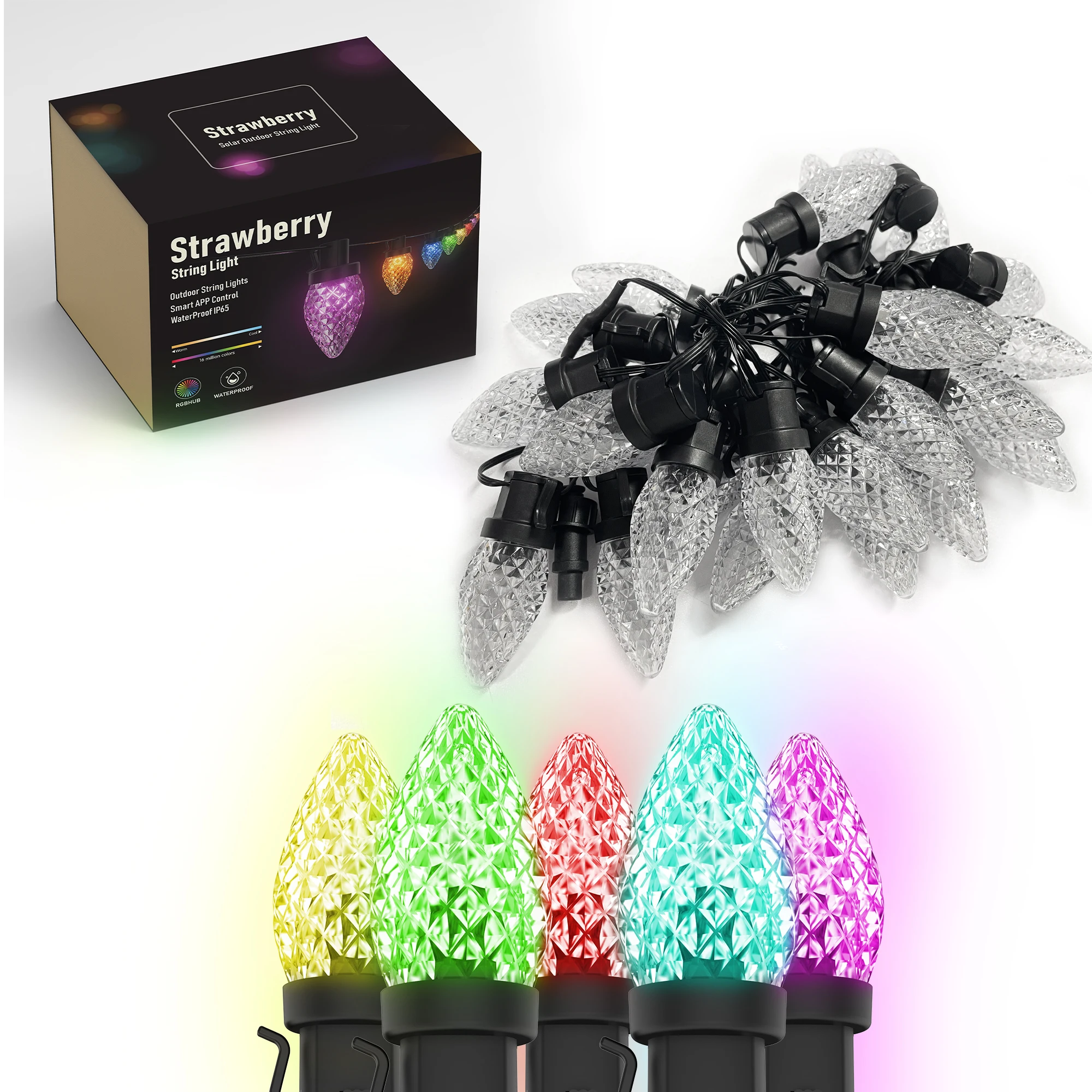 50LED-C9-Strawberry-Smart-String-Lights-Outdoor-RGB-APP-Remote-Control ...