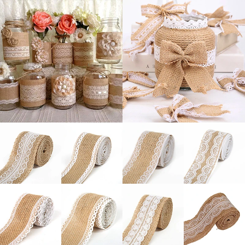 2m/roll Natural Vintage Jute Burlap Lace Ribbon Crafts Diy Sewing Jute ...