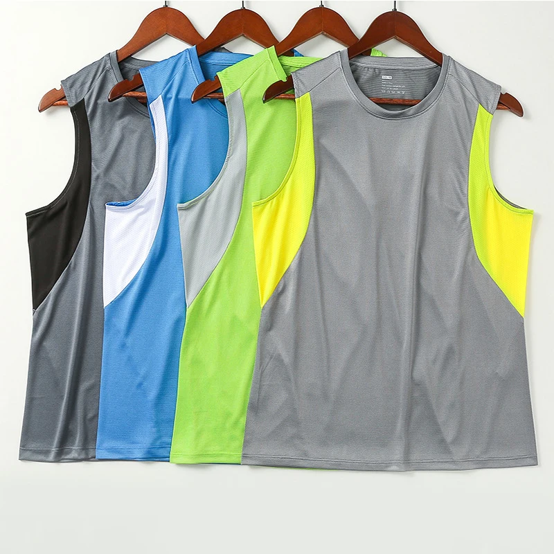 New-Men-Sports-Tank-Tops-Ice-silk-Mesh-Gym-Stringer-Round-Neck ...