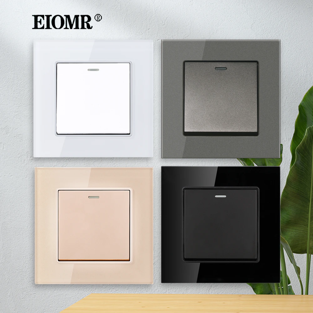 EIOMR Wall Switch Light 1 Gang 1 2 Way Control Socket Push Button EU ...