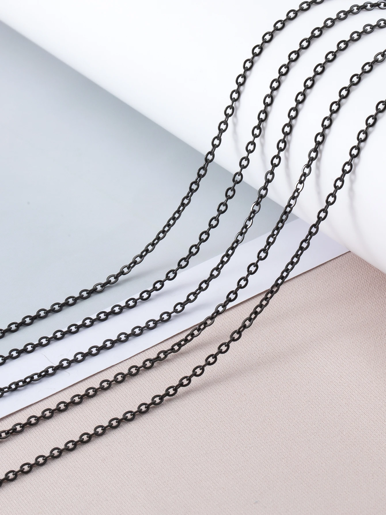 2Meters-Stainless-Steel-Black-Chain-Flat-Cross-O-Shape-Jewelry-Chains ...