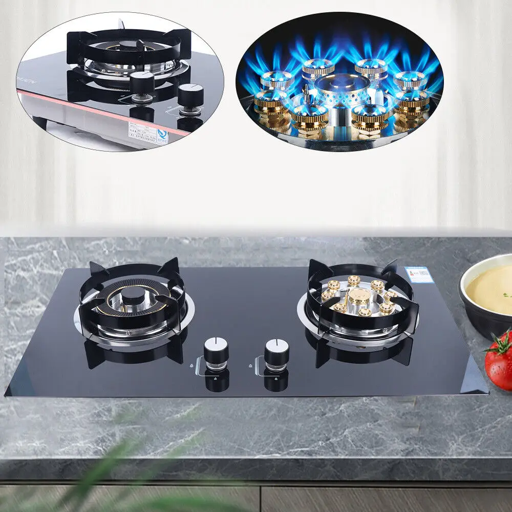 Natural Gas Cooktop Stove Top 2 Burners Built-in Kitchen Cooker ...
