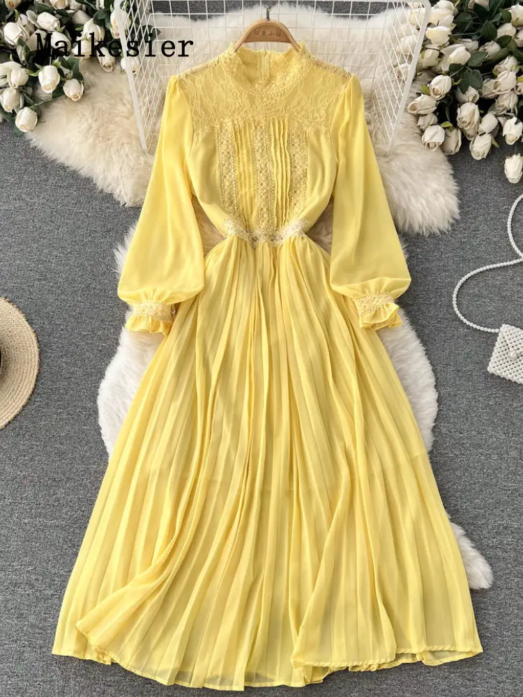 New-Spring-Ladies-Waist-Slim-Fashion-Elegant-Solid-Color-Summer-Dress ...