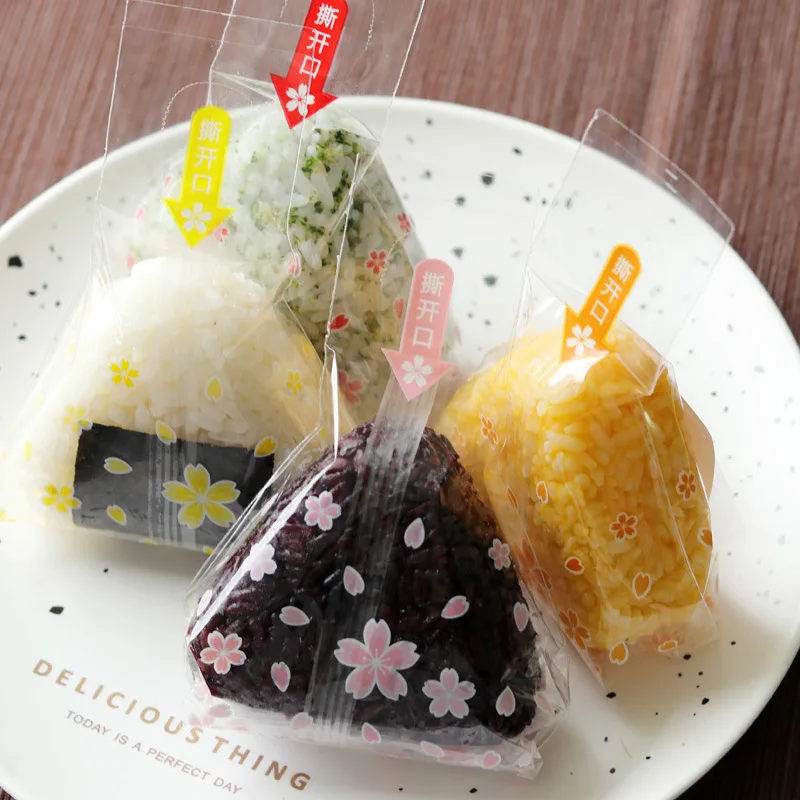 100pcs-Sushi-Bag-Japanese-Style-Triangle-Rice-Ball-Packing-Bag-Anti-fog ...