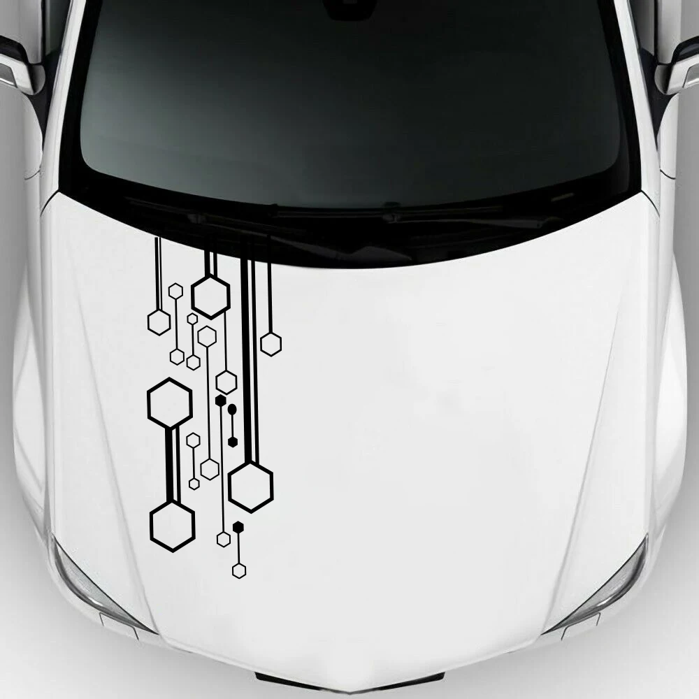 Large Hexagon Stripes Hood Truck Car Sticker Decal Door Body Side Auto ...