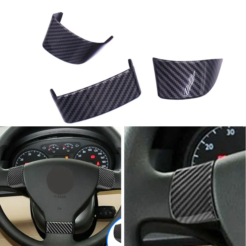 3pcs Car-styling Carbon Fiber Texture Interior Steering Wheel Panel ...
