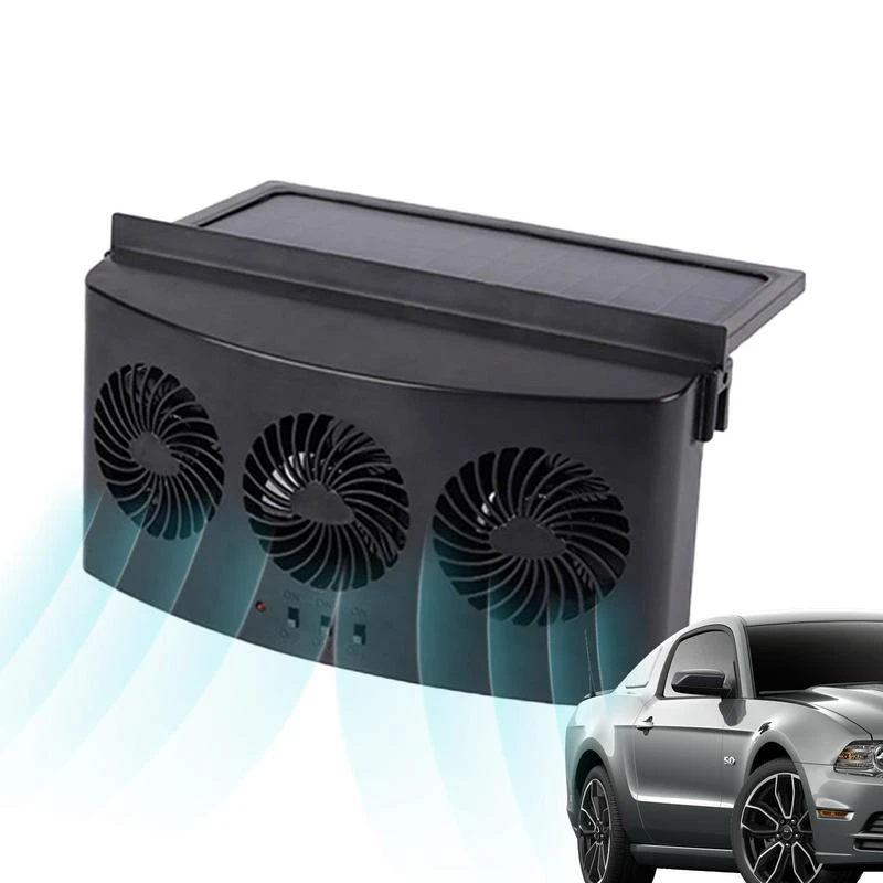 Car Window Fan Energy Saving Vent Radiator 3 Cooler Solar Powered Fan ...