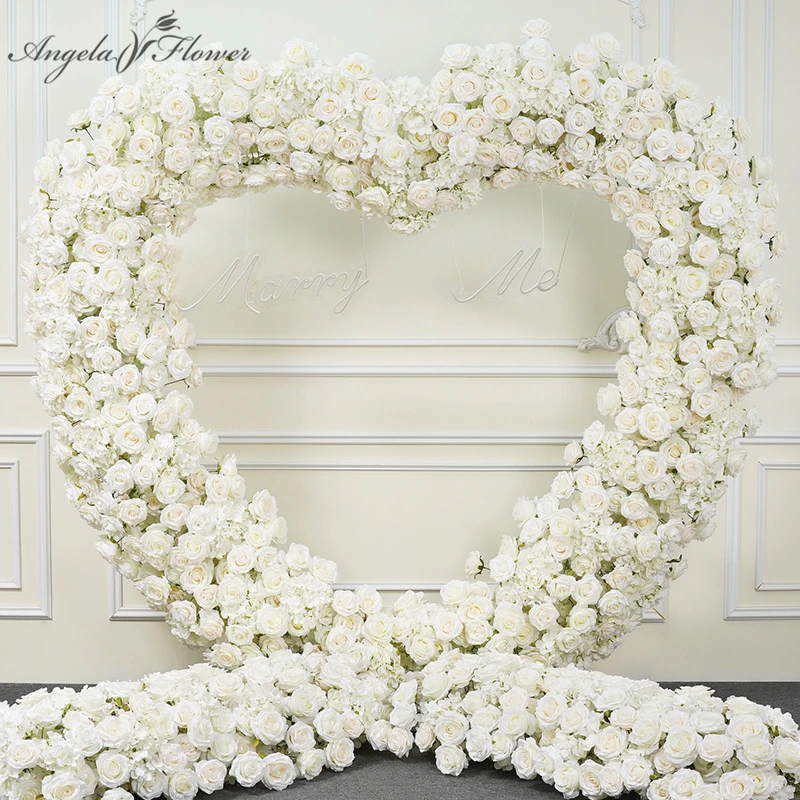 2m/2.4m Love Heart Shaped Arch Frame Decor 5D White Floral Row ...