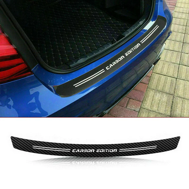 100cm 4D Carbon Fiber Car Rear Trunk Bumper Sticker Guard Pad Scuff ...