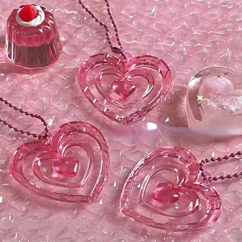 Tokyo Y2k Key Chains Jewelry Sweet Pink Hollow Peach Heart Keychains ...