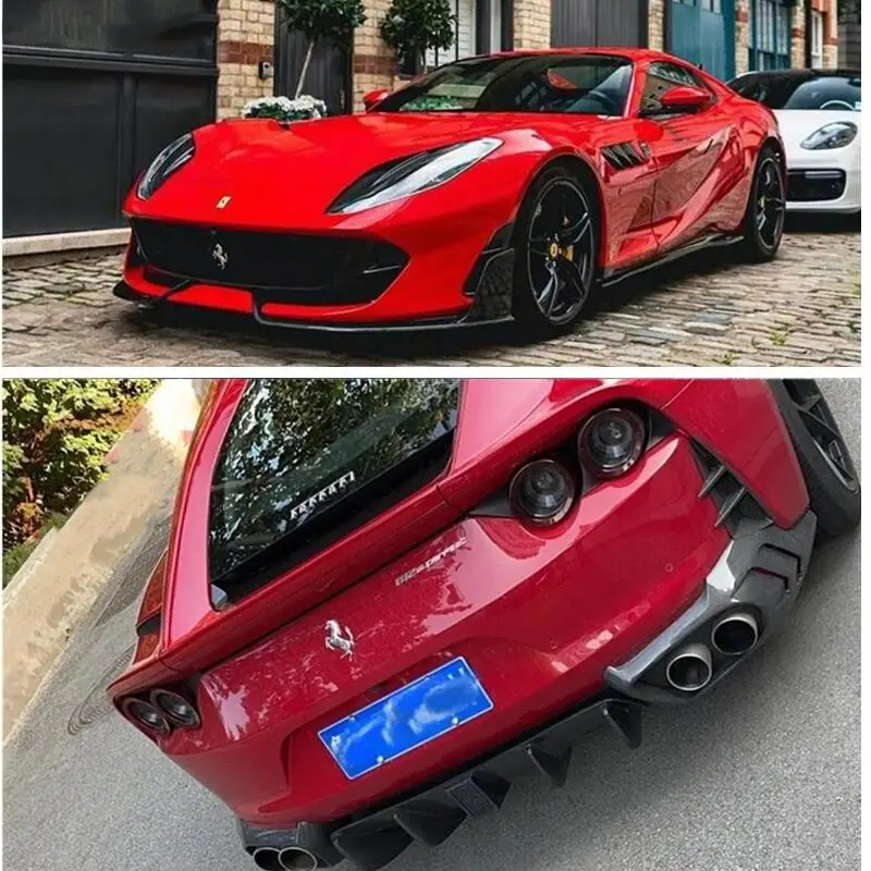 High Quality REAL Dry Carbon Fiber For Ferrari 812 Front Lip Splitters ...