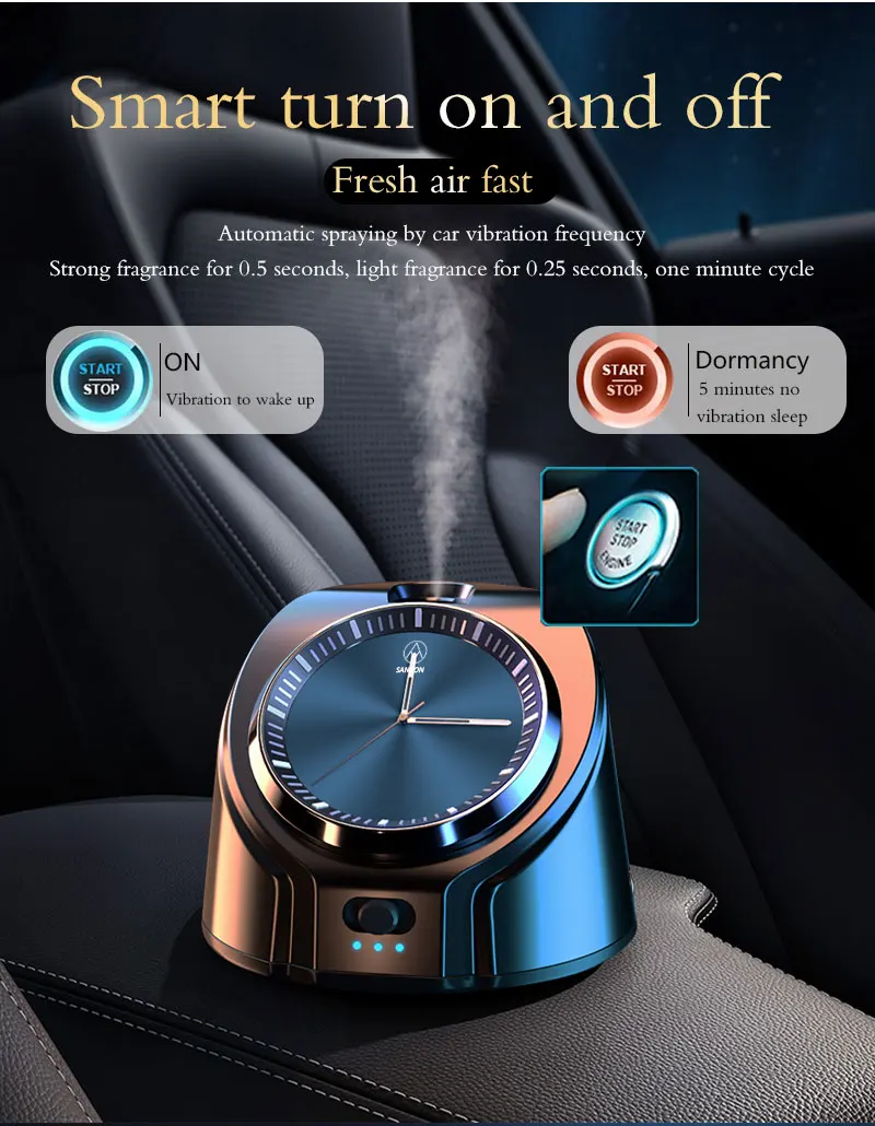 Intelligent Car Air Freshener Purifier Aroma Essential Oil Diffuser ...