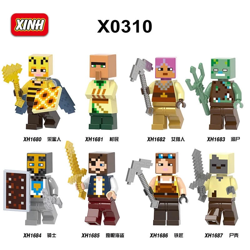 Minecraft Character Model Minifigures Zombie Villagers Small Particles ...