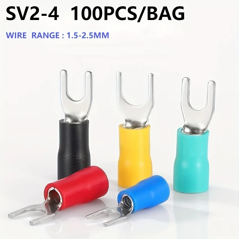 100pcs Copper Brass Insulated PVC Automatic Crimp Terminals 1.5-2.5mm² ...