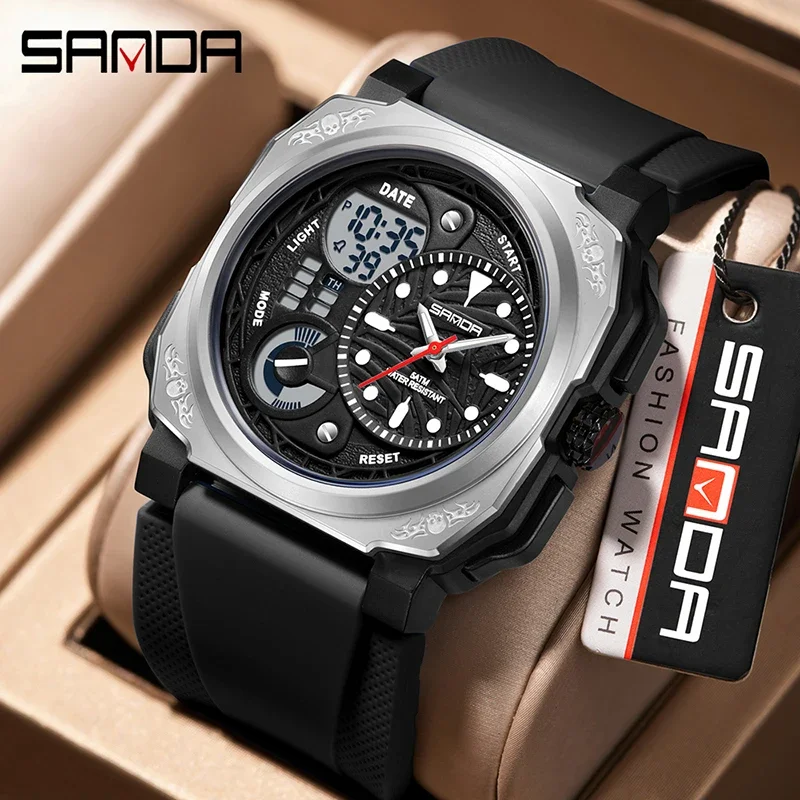 SANDA Outdoor Military Sports Men's Electronic Watches Stopwatch Alarm ...