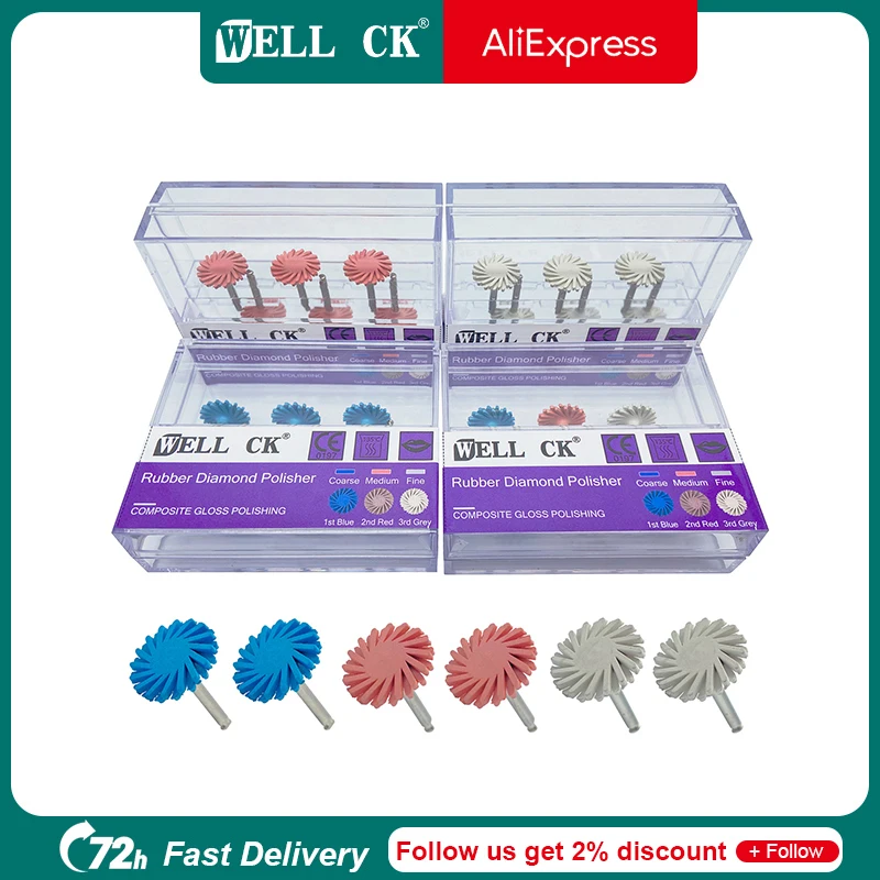 WellCK – ensemble de 6 pièces de polisseuses dentaires en caoutchouc ...