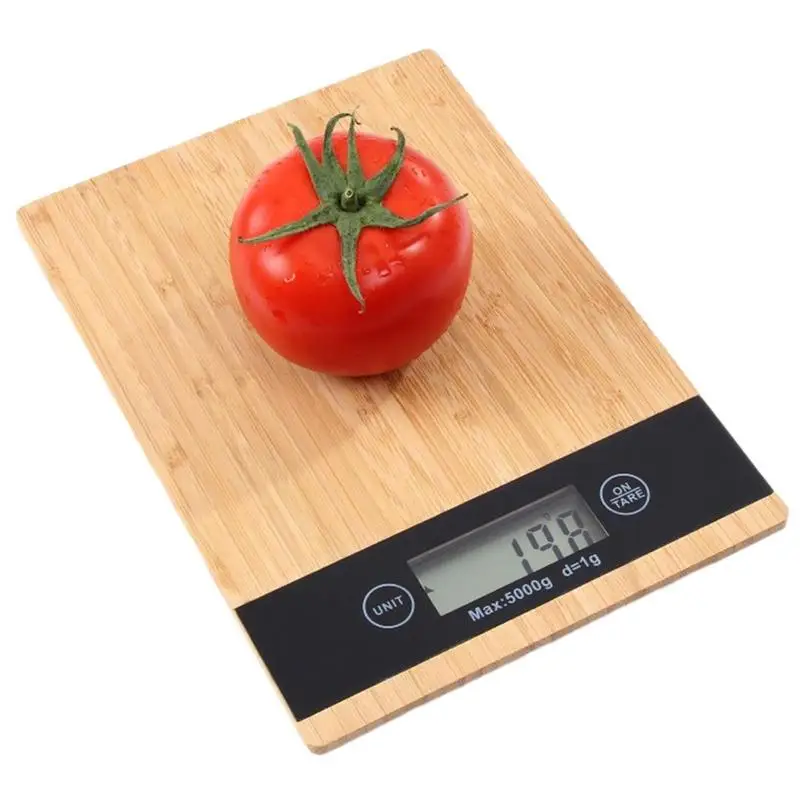 Kitchen Scale Bamboo Led Display Food Wood Scale Household Coffee Scale ...