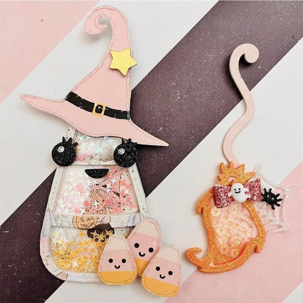 KSCRAFT Candy Corn and Broom Shaker Metal Cutting Dies Stencils for DIY ...
