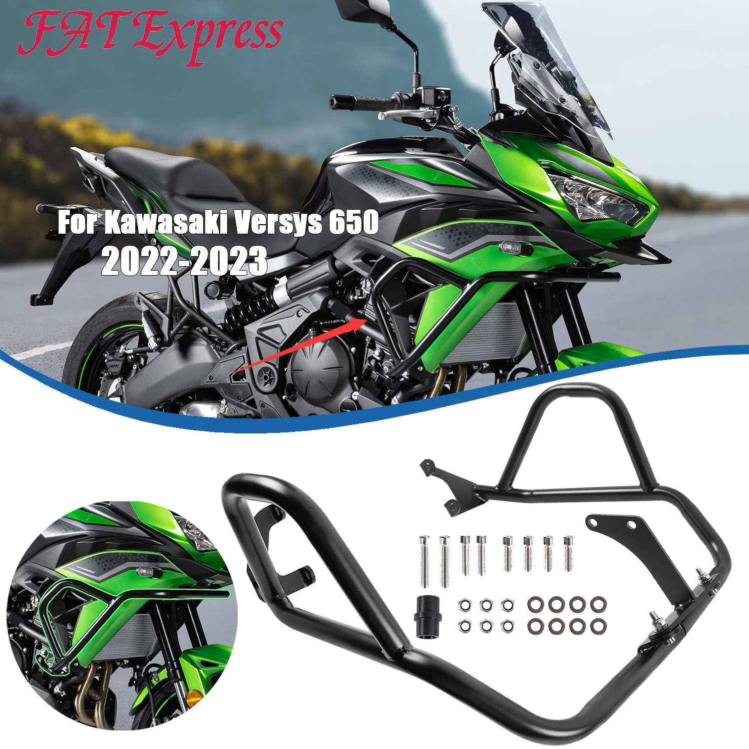 Kawasaki Versys 650 Accessories ENGINE GUARD BUMPER Crash Bar Protector ...