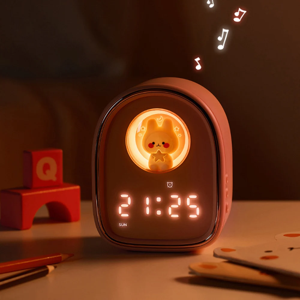 Kawaii-Space-Capsule-Rabbit-Alarm-Clock-With-Night-Light-USB ...