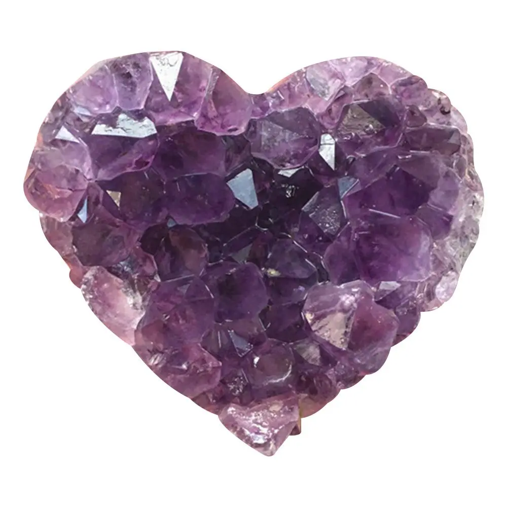 Natural Heart Shape Amethyst Quartz Crystal Cluster Geode Healing ...