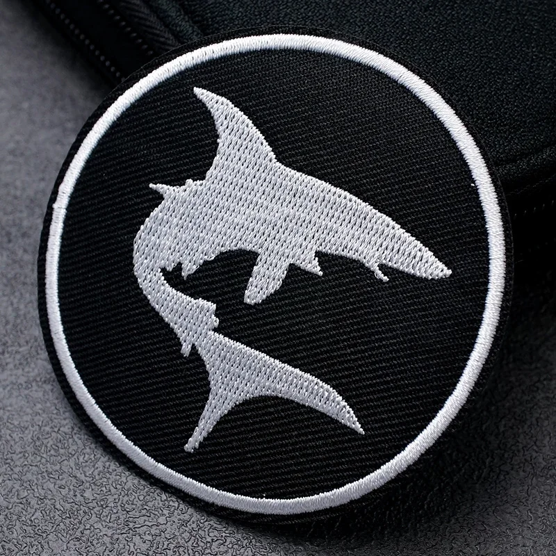 Shark Size:7.6x7.6cm Cloth Patches Embroidered Applique Sewing Clothes ...