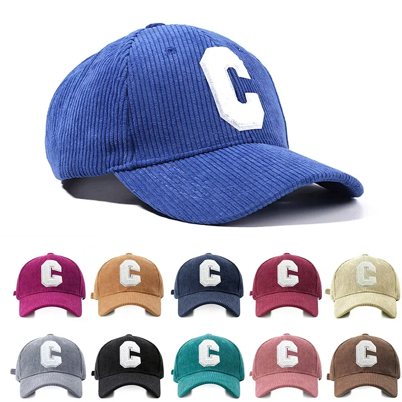 Autumn-Winter-Letter-C-Corduroy-Baseball-Cap-Ladies-Adjustable-Casual ...