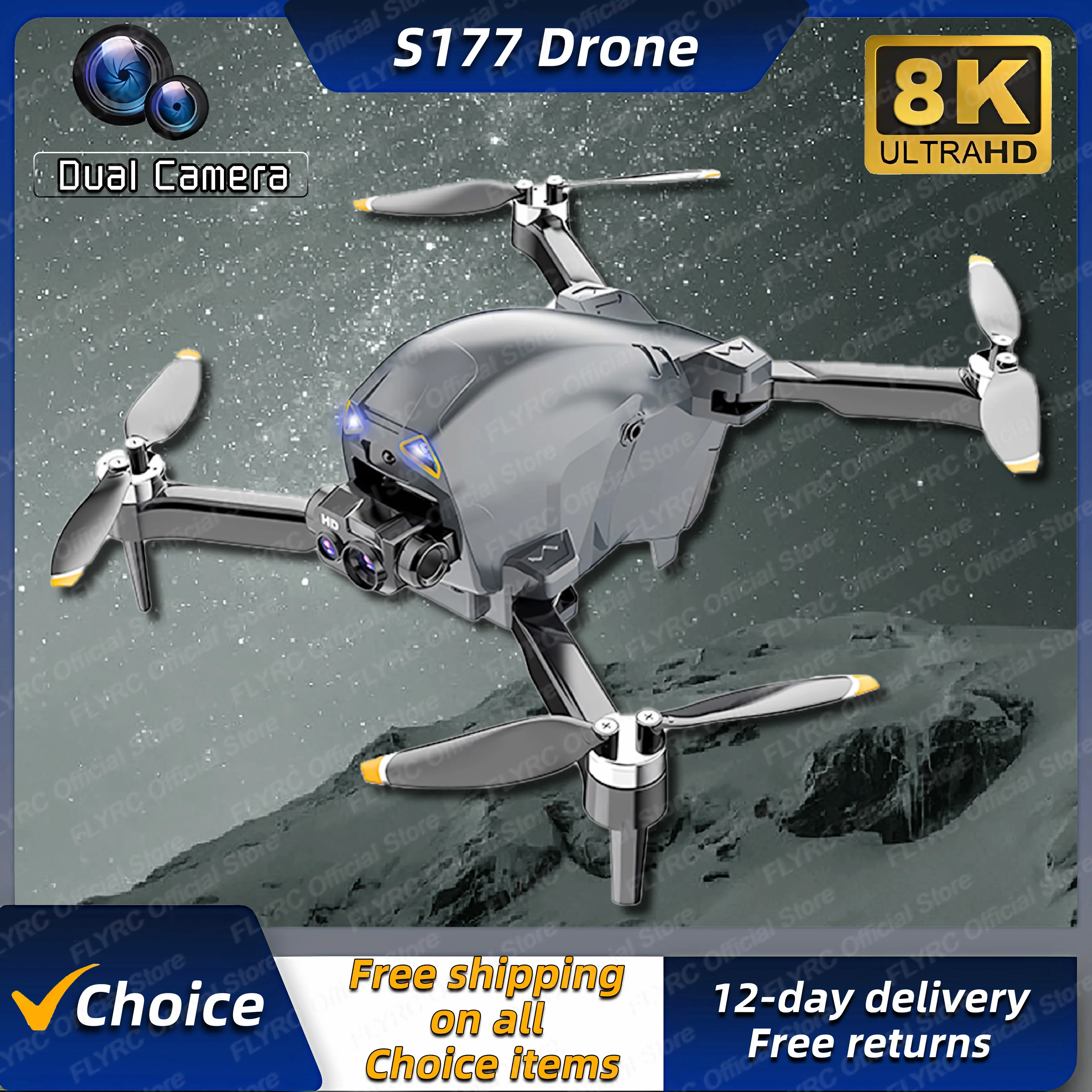 New S177 8K Drone Professional Obstacle Avoidance 4K Dual HD Camera 5G Brushless Motor Foldable Quadcopter Gifts Toys AliExpress