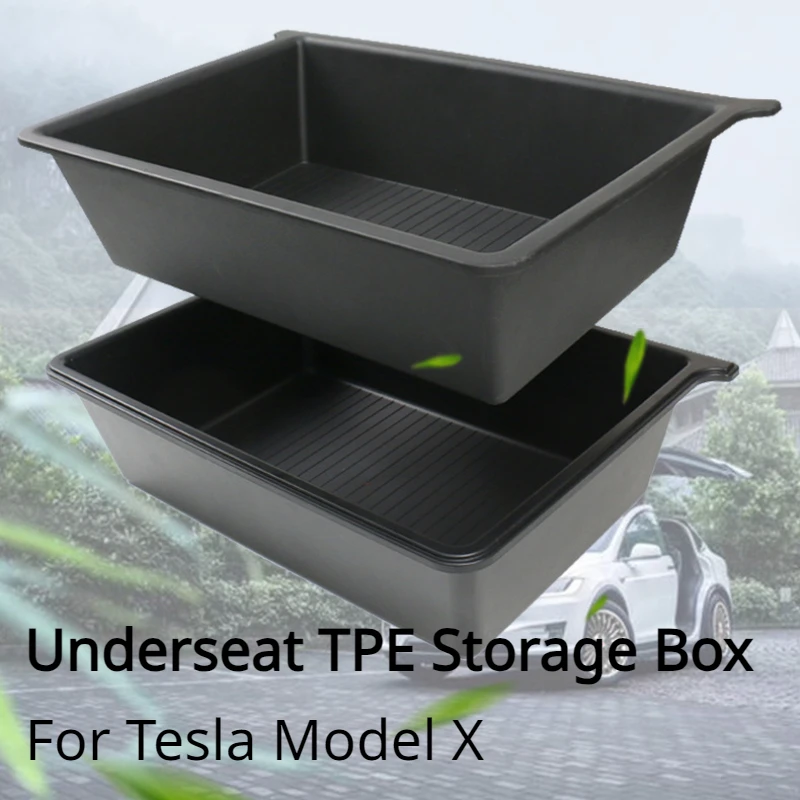 Underseat-Storage-Box-for-Tesla-Model-X-Car-Seats-Push-Pull-Drawer-TPE ...