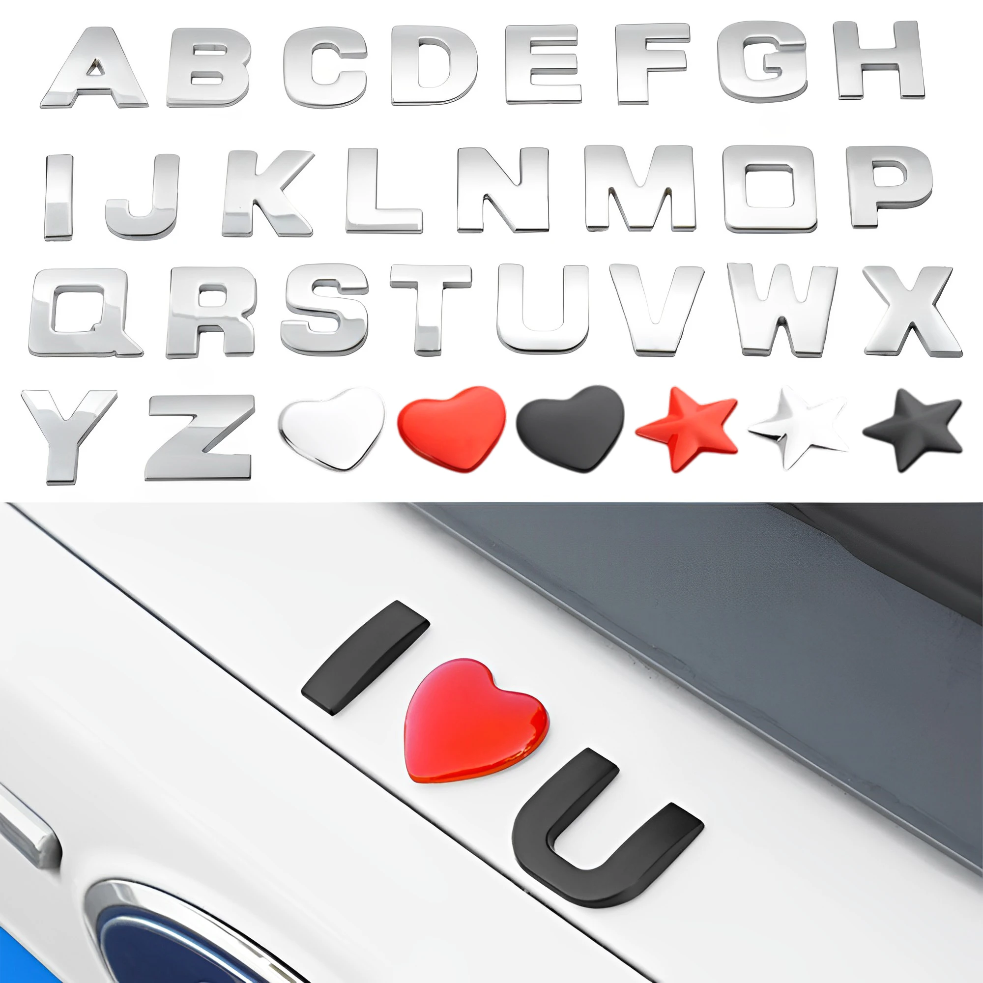 45mm-3d-Metall-DIY-Buchstaben-Alphabet-Emblem-Chrom-Auto-Aufkleber ...