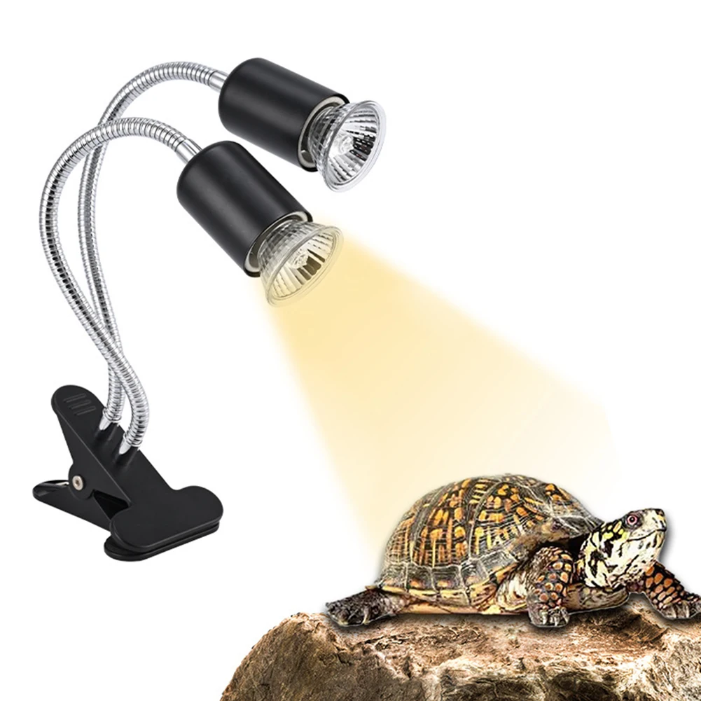 Double Head Heat Lamp Holder 360°Revolving Sun Back Lamp Amphibian ...