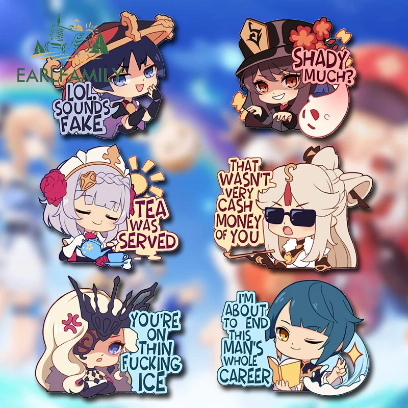 Earlfamily 13cm For Genshin Impact Meme Cute Car Stickers Fashionable ...
