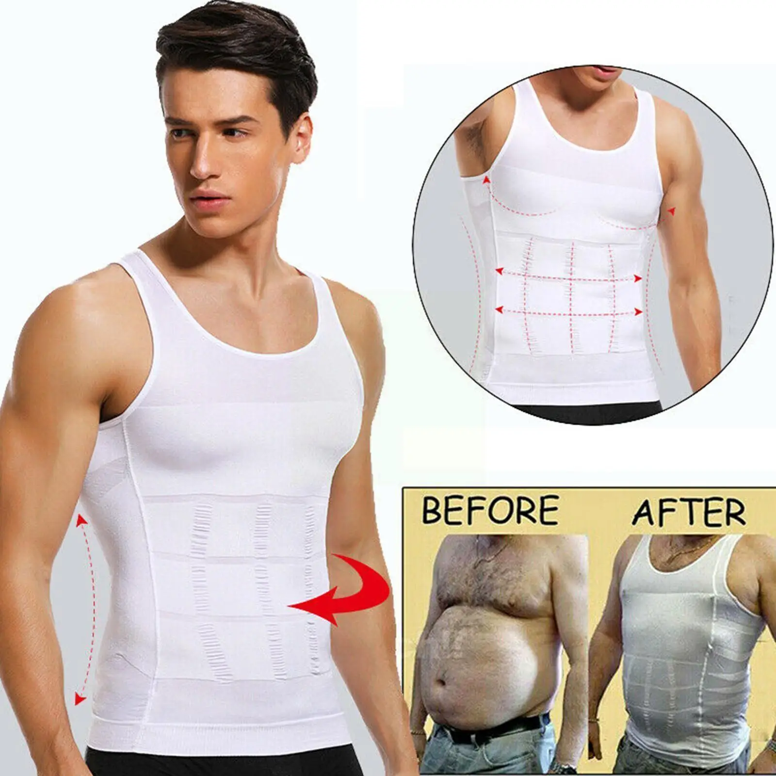 Men Slimming Elastic Body Shapewear Vest Tight Skinny Shirt Fitness Waist Compression Control Abdomen Breathable Sport Vest AliExpress